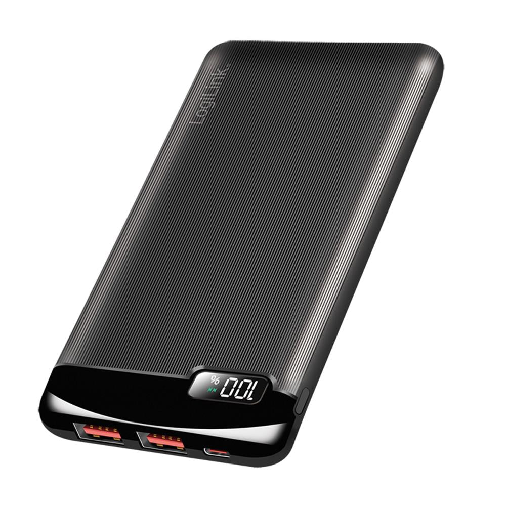 LogiLink PA0286 Powerbank 10000 mAh, 2x USB-A, 1x USB-C, mit Display ...
