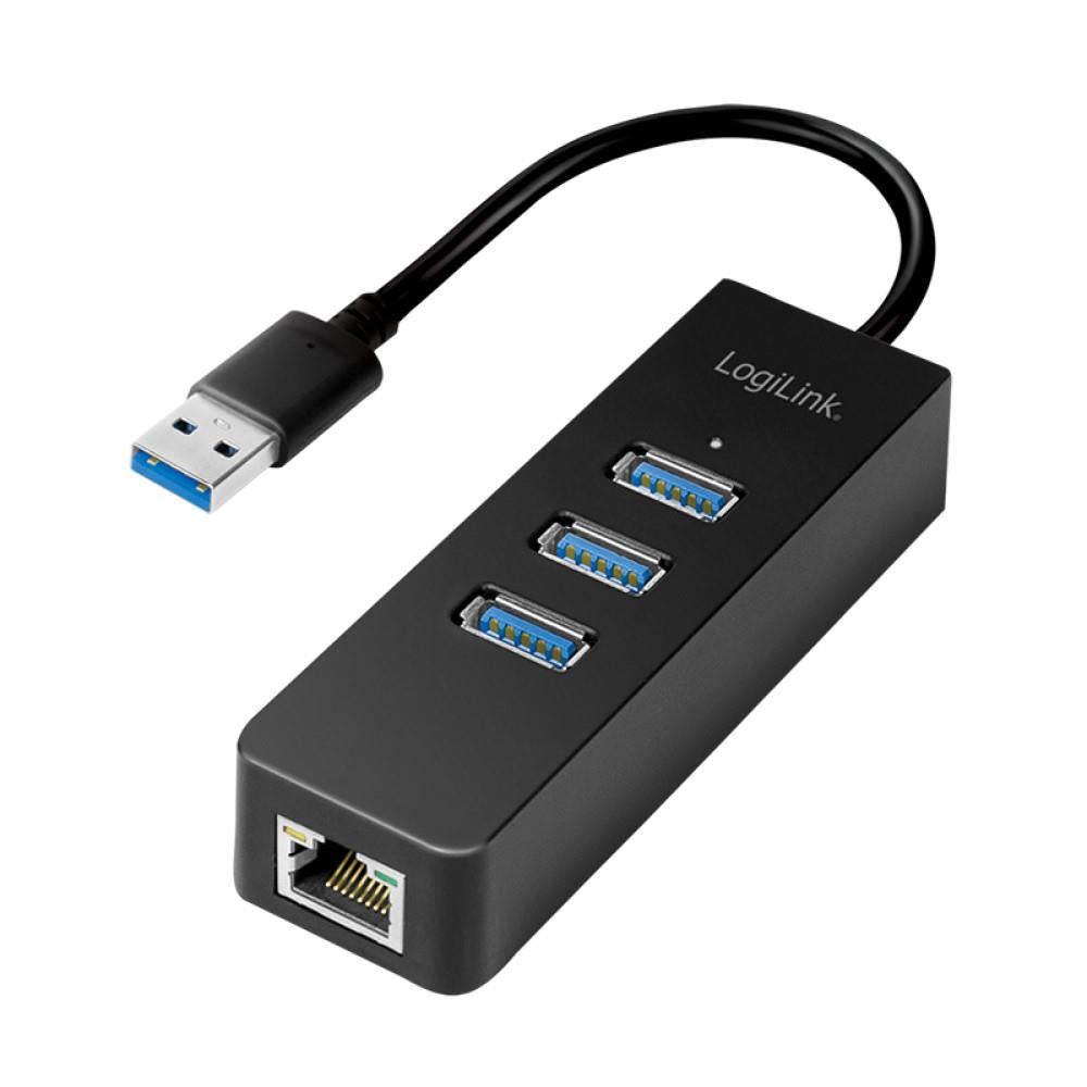 LogiLink USB 3.0/Gigabit Adapter mit 3-Port USB 3.0 Hub – shop.logilink.com